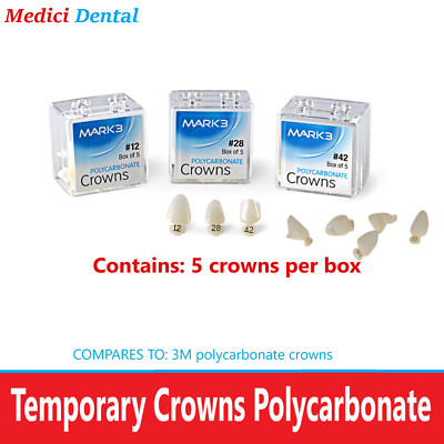MARK3 Dental Temporary Polycarbonate Crowns All Sizes Swiss Made 5/Box ...