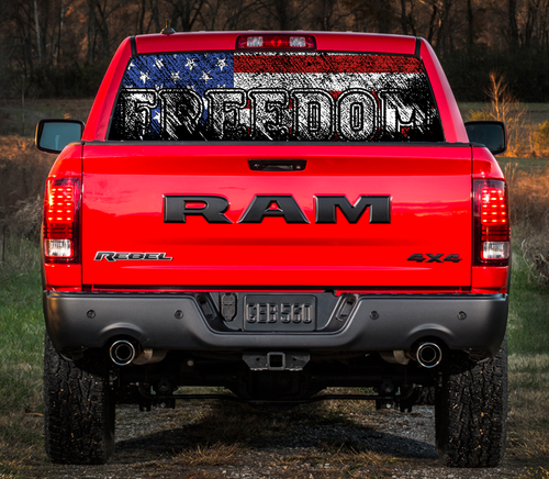 Freedom Flag Window Perf Decal For Truck Dodge Ford | eBay