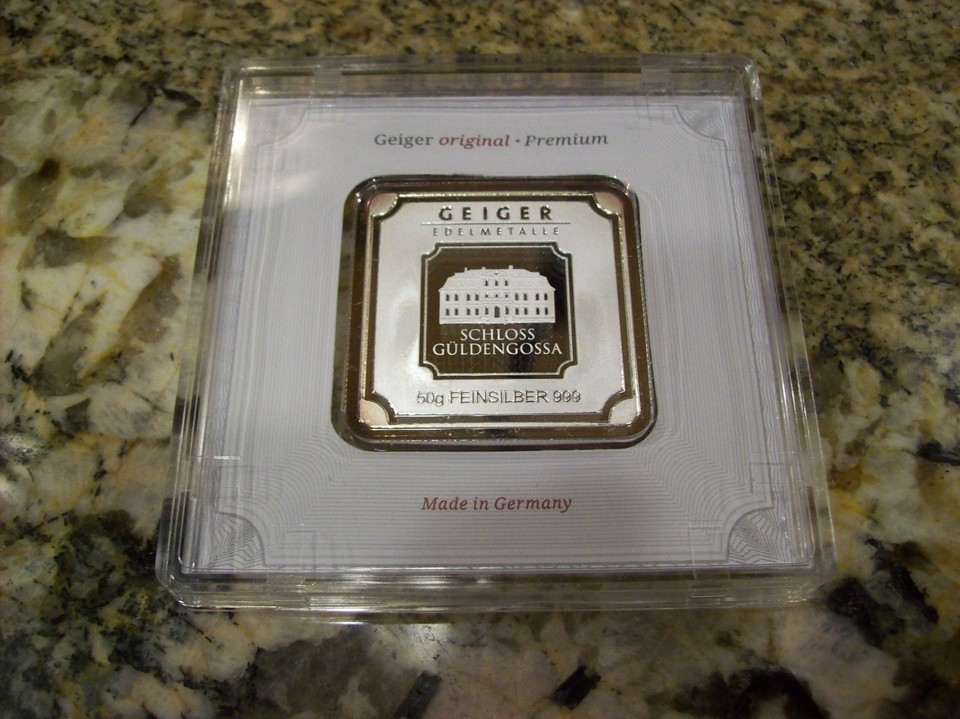 50 GRAM GEIGER 999 FINE SILVER BAR / SECURITY LINE SERIES / #BV501665 ...