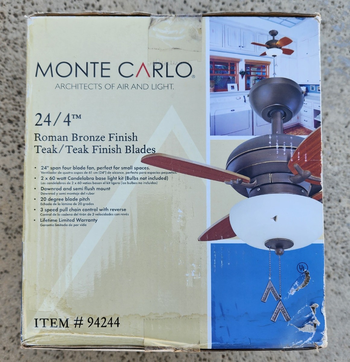 Monte Carlo Ceiling Fan Bronze 52 Inch Spring Hollow, Oil Rubbed