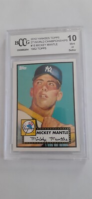 Mickey Mantle TOPPS BCCG 10 2010 beautiful iconic reprint card | eBay