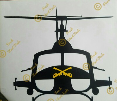 Army UH-1 Huey Helicopter Permanent Vinyl Decal w/ Air Cavalry - 2 ...