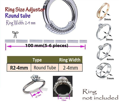 4Pcs Ring Size Adjuster Invisible Clear Ring Sizer Jewelry Fit Reducer ...