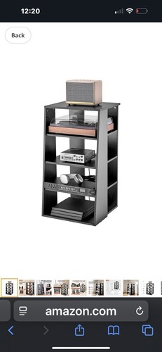 5 Tiers AV Media Stand Height-Adjustable Wooden Audio-Video Media Stand ...