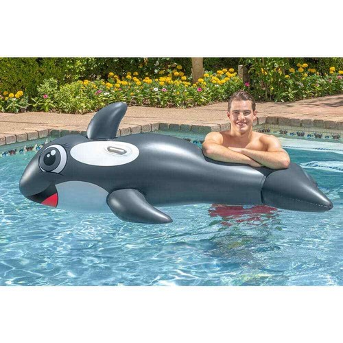 Jumbo Whale Rider Inflatable Swimming Pool Float Dark Gray | eBay