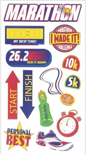 Sticko Marathon Stickers 13 pc Start Finish 5K 10K Medal Stopwatch ...