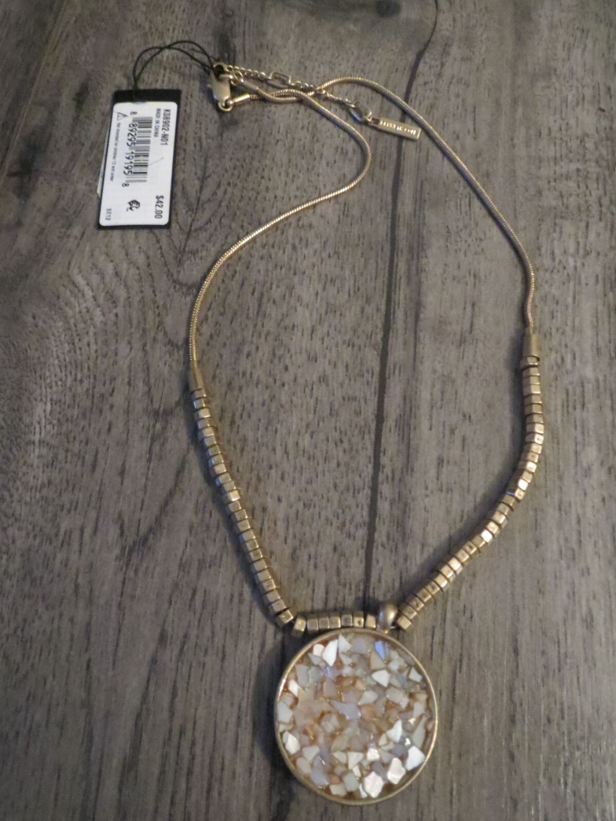 Kenneth Cole Gold Tone Iridescent White &cut Stone Amber Necklace for ...