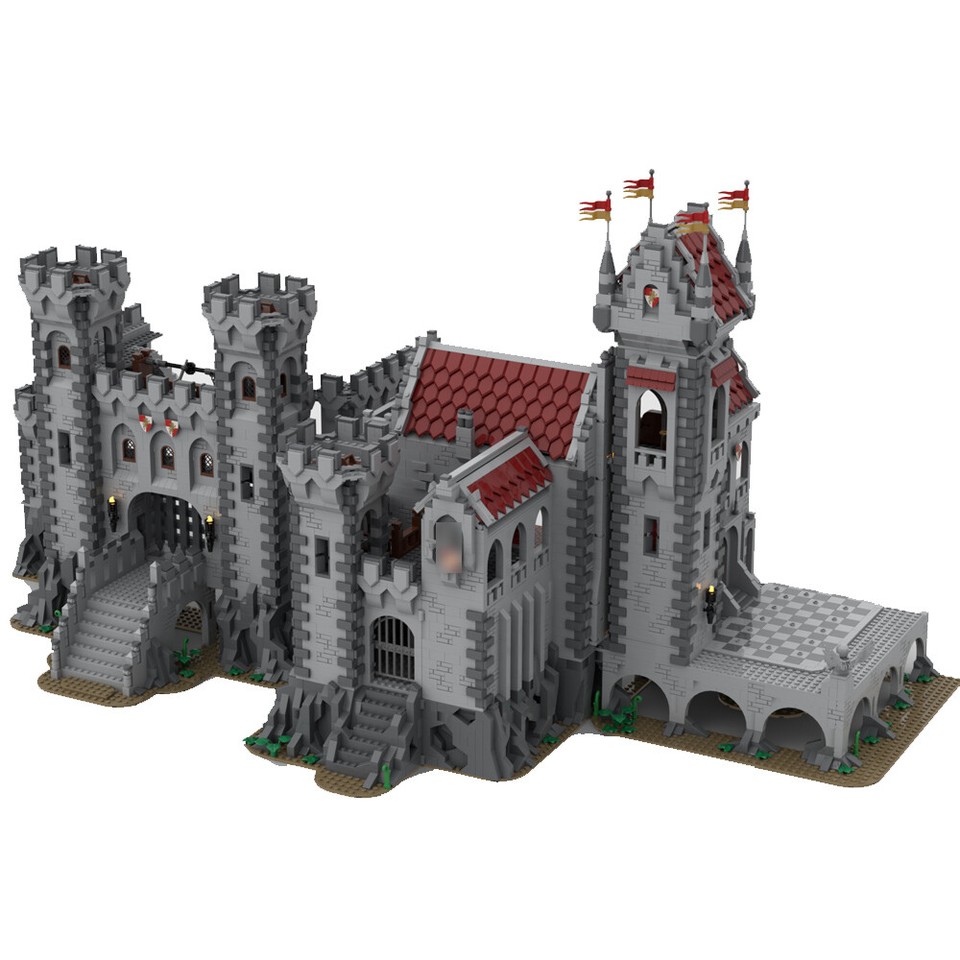 Custom MOC Large Castle II Fortress with Highly Detailed Interior 10007 ...