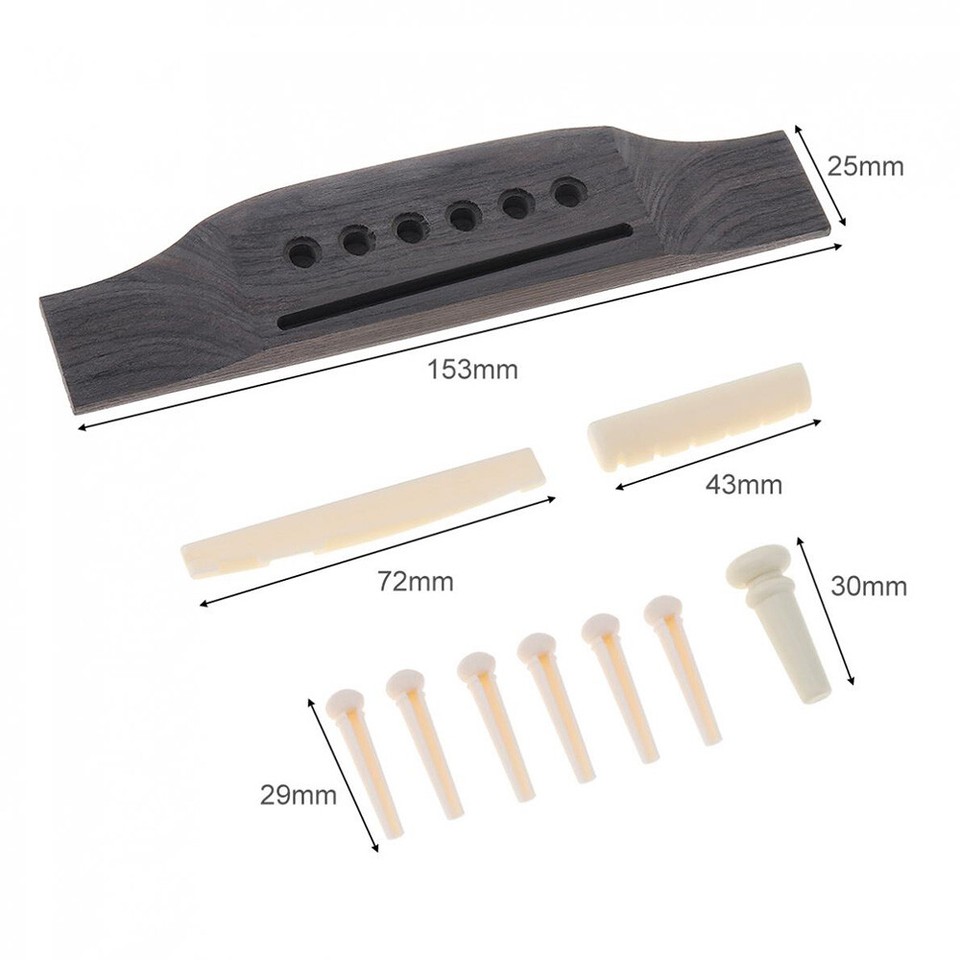 6 String Rosewood Saddle Thru Guitar Bridge Kit For Martin Style ...