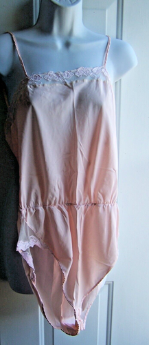 Teddy Romper Women’s Pink Lace Detail Lingerie Sleepwear Snap Closure ...