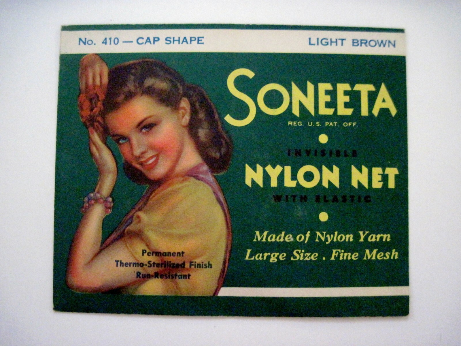 Vintage Advertising Hair Net Packet "Soneeta" w/ Real Nylon Net Inside ...