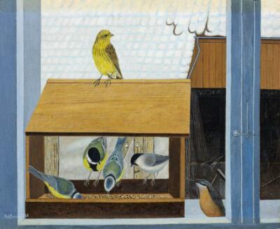 Bird Feeder with Birds Print Adolf Dietrich 1940 Swiss Naïve Realism ...