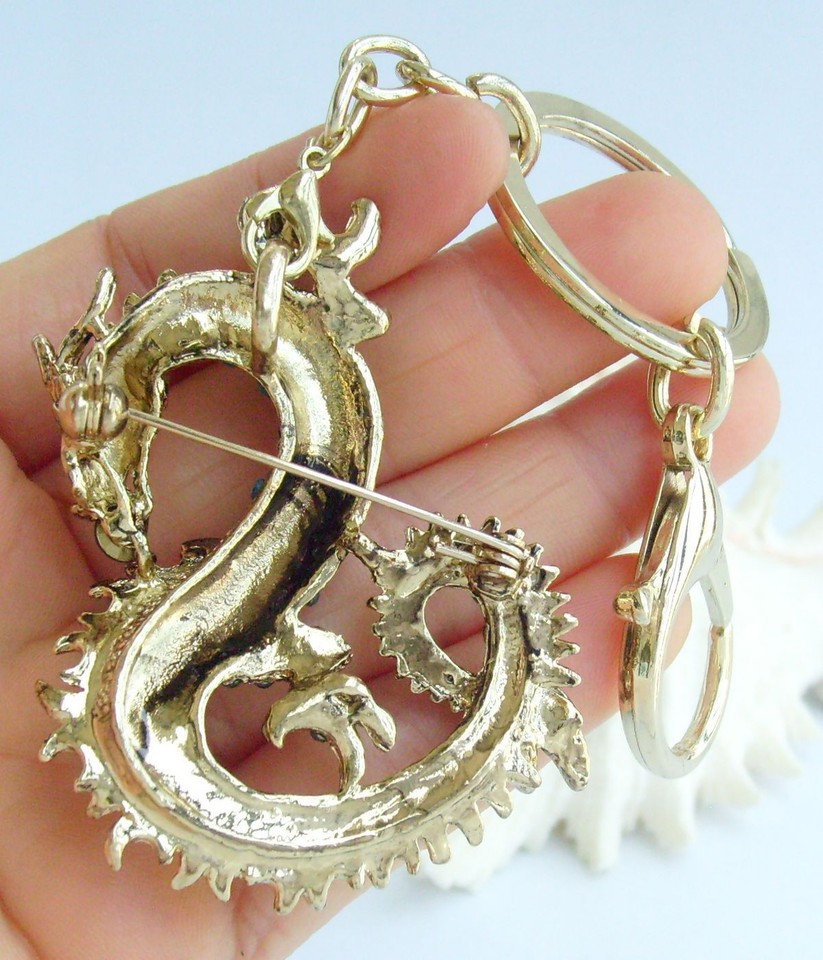 Unique Animal Dragon Keychain Austrian Crystal Pendant Art Decoration ...