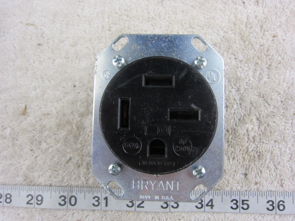 Arrow Hart Bryant 50A 250V 3Ø HBL 8450A Style Straight Blade Receptacle ...