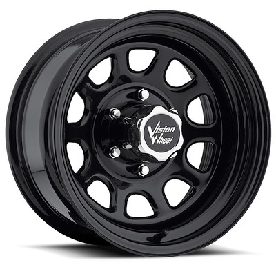 15 inch 15x10 Vision 84H STEEL D WINDOW Gloss Black wheel rim 6x5.5 ...