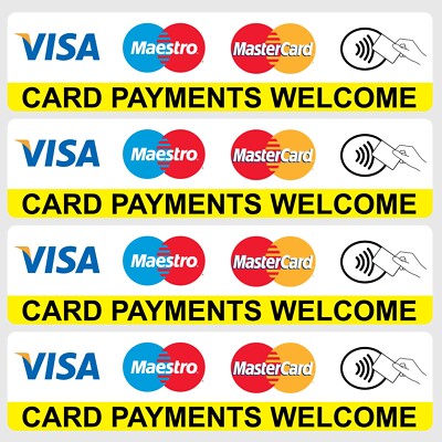 Contactless Card Payments Visa Shop Business Window Taxi Door Vinyl ...