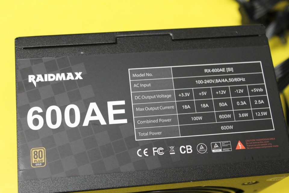 RAIDMAX 600AE 600W 80 PLUS Gold ATX 12V Power Supply PSU RX-600AE (SI ...