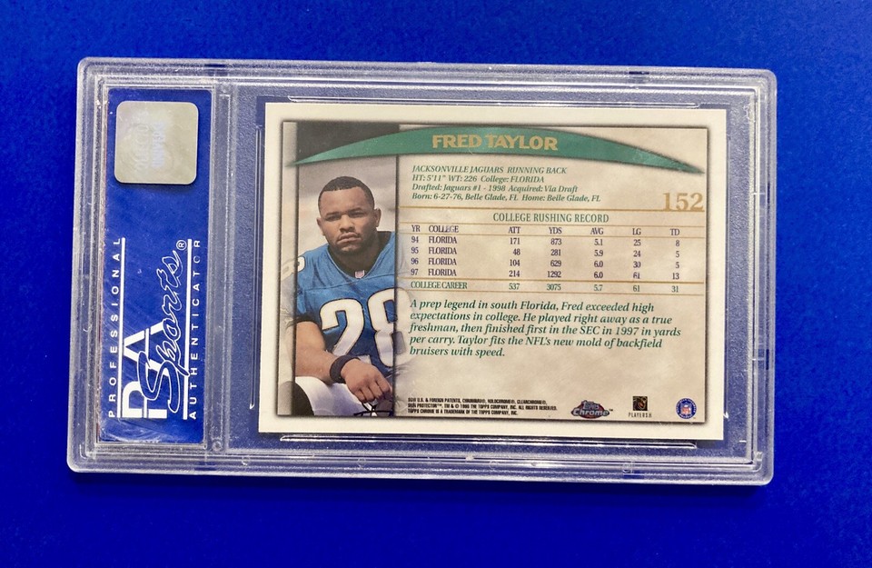 Fred Taylor 1998 NFL Topps Chrome #152 Rookie Card NFL Jaguars PSA 8 ...