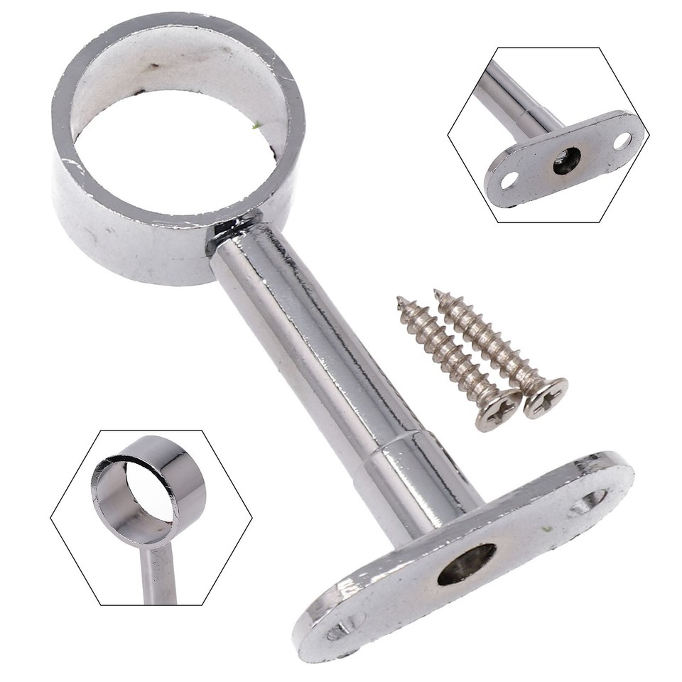 Adjustable Round Chrome Bracket for Wardrobe Rail 25mm Diameter Strong ...