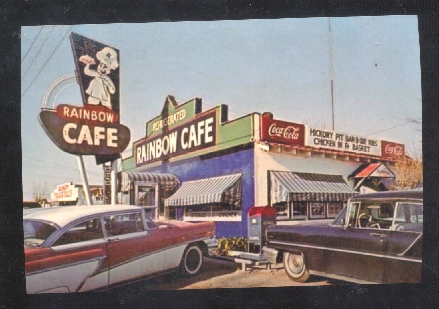 MIAMI OKLAHOMA ROUTE 66 RAINBOW CAF OLD CARS ADVERTISING POSTCARD COPY | eBay