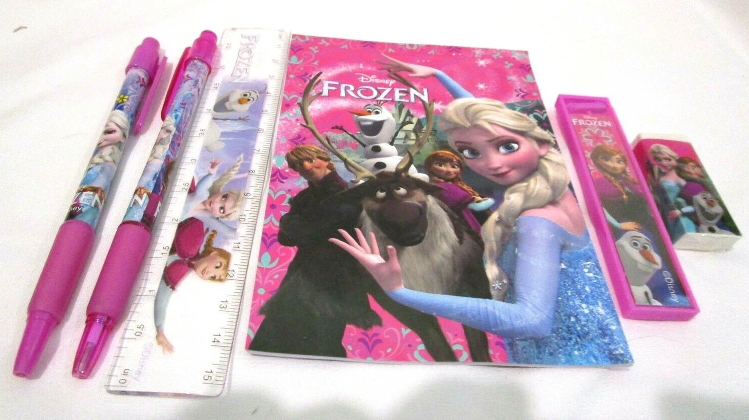 Disney Frozen Pink Stationary Set Character Pencil,Pen,Note Pad,Ruler ...