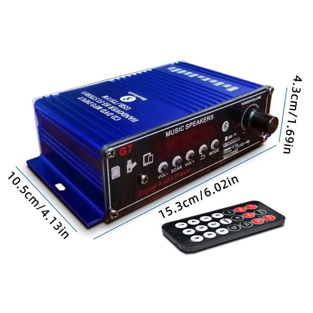 400W Bluetooth 5.0 Stereo Audio Receiver Amplifier 2CH Mini Hi-Fi Amp FM USB/SD | eBay