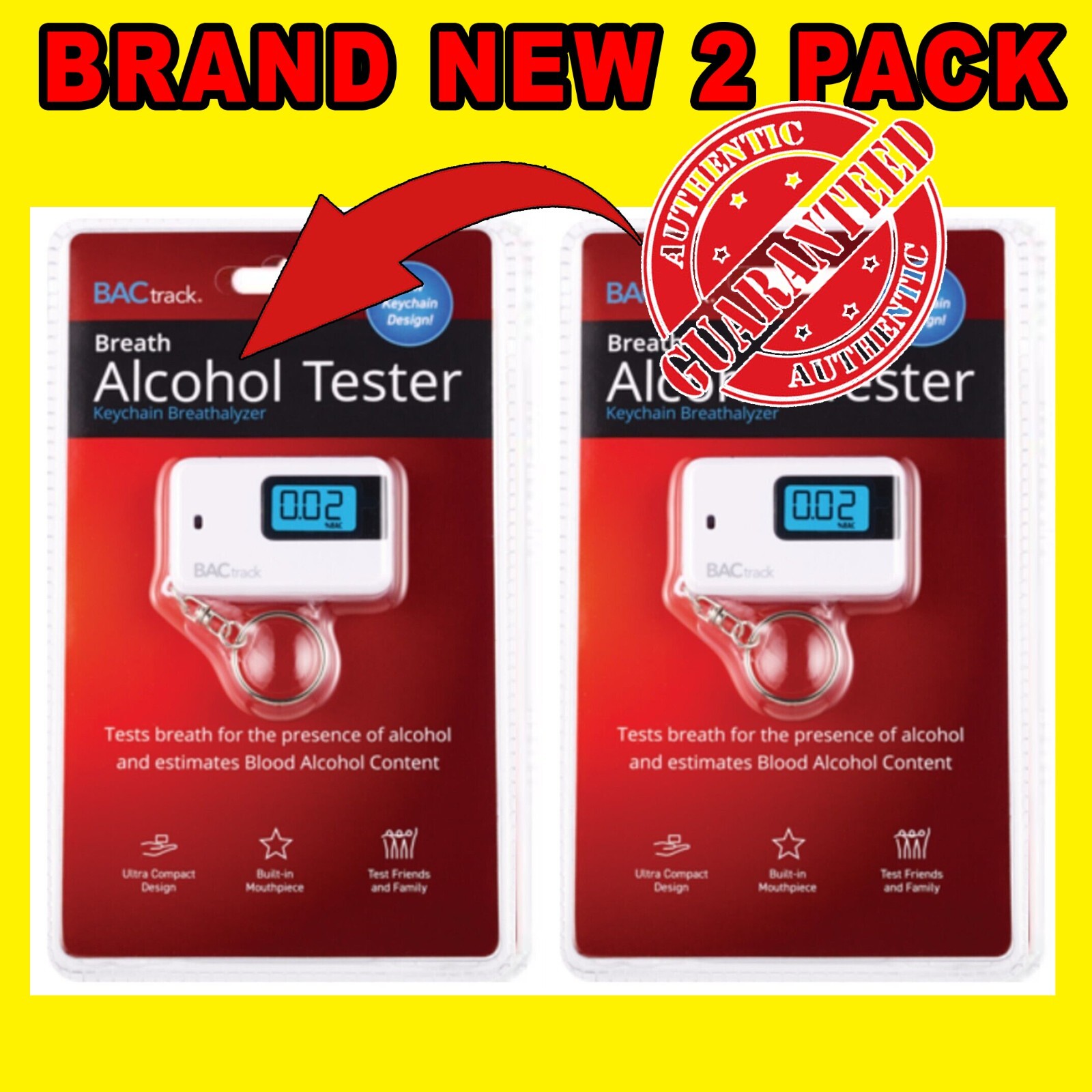 BACtrack Breath Alcohol Tester Keychain Breathalyzer (Model BT-KC20 ...
