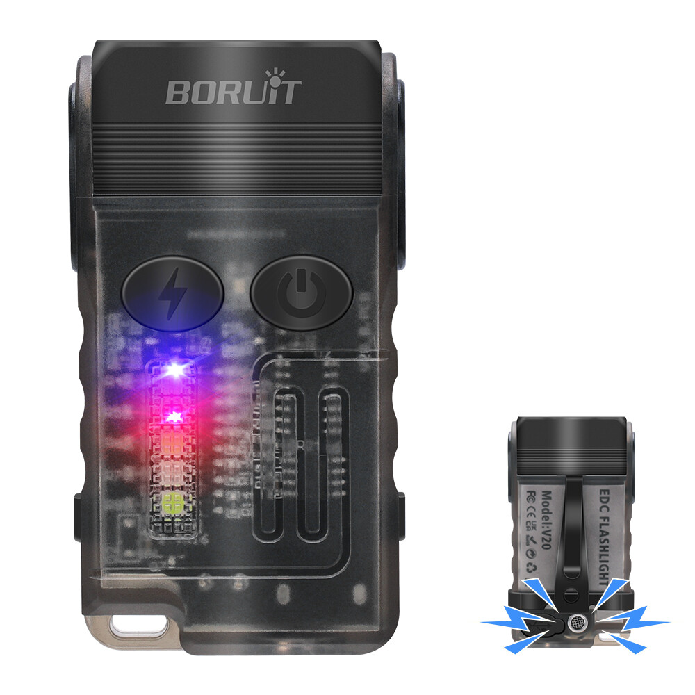 BORUIT Mini V20 Keychain Flashlight LED Rechargeable Waterproof Alarm ...