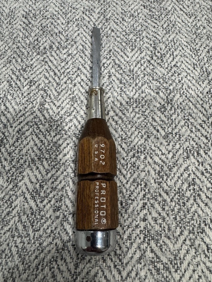 Vintage Proto USA 9702 Wood Handle Flat/Slotted Screwdriver GUC | eBay