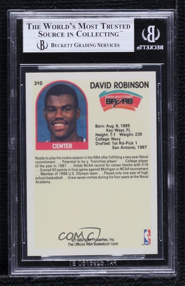 1989-90 NBA Hoops David Robinson #310 BGS 9 MINT Rookie RC HOF | eBay
