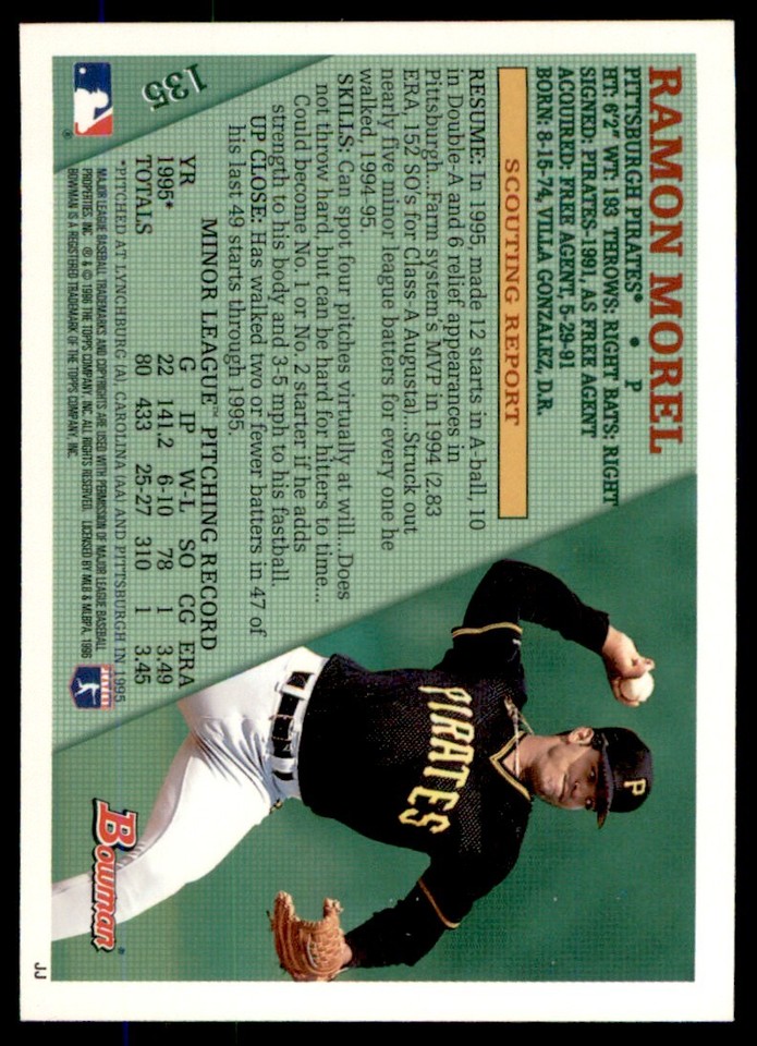 1996 BOWMAN RAMON MOREL PITTSBURGH PIRATES #135 | eBay
