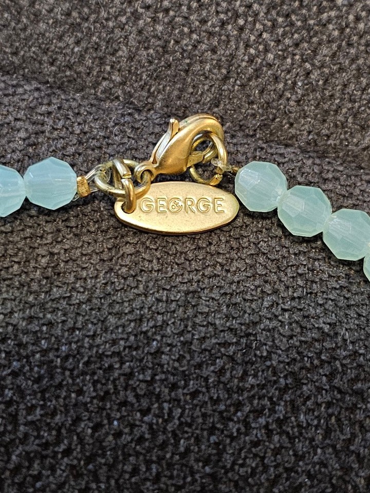 George Necklace Bracelet Earrings Jewelry Set Gold Tone Aqua BLUE. | eBay