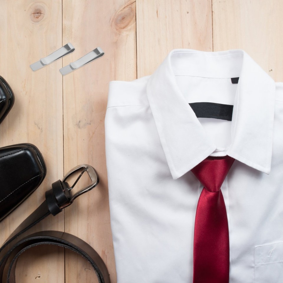 2 Pcs Stainless Steel Tie Clip Metal Tie Clamp Necktie Bar Clips for ...