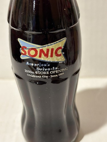 8 OZ COCA COLA COMMEMORATIVE BOTTLE - 1999 SONIC 2000TH STORE OPENING ...