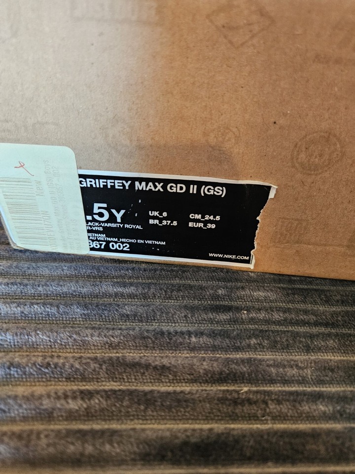 Nike Air Griffey Max GD 2 Black/Varsity Royal Blue Youth Size 6.5 New ...