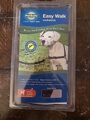 NEW PetSafe Easy Walk No Pull Harness Black/Silver for Small Dogs Pet ...