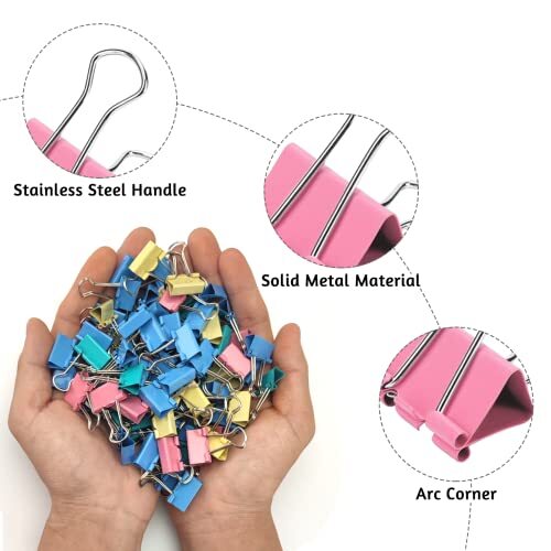 120 Pack Binder Clips 0.75 Inch Small Paper Clamps Colored Paper Binder ...