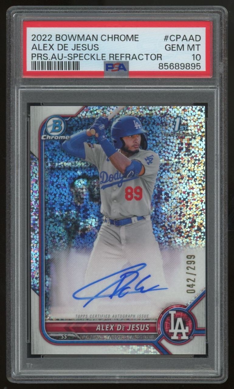 2022 Bowman Chrome Alex De Jesus 1st Auto Speckle /299 #CPA-AD PSA 10 ...