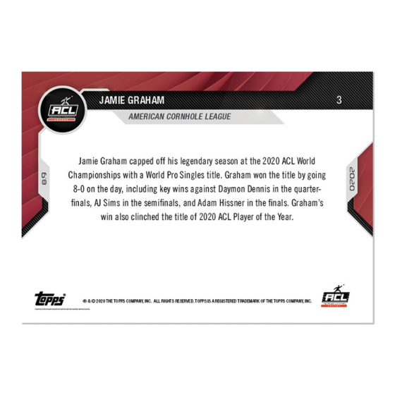 Jamie Graham #3 rookie card RC - Cornhole ACL 2020 TOPPS NOW (142 made ...