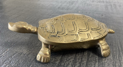 MCM Solid Brass Turtle Hinged Lidded Trinket / Jewelry Box Tortoise ...