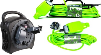 IP54 Outdoor Extension Lead Reel Weatherproof Garden Power Socket Way ...