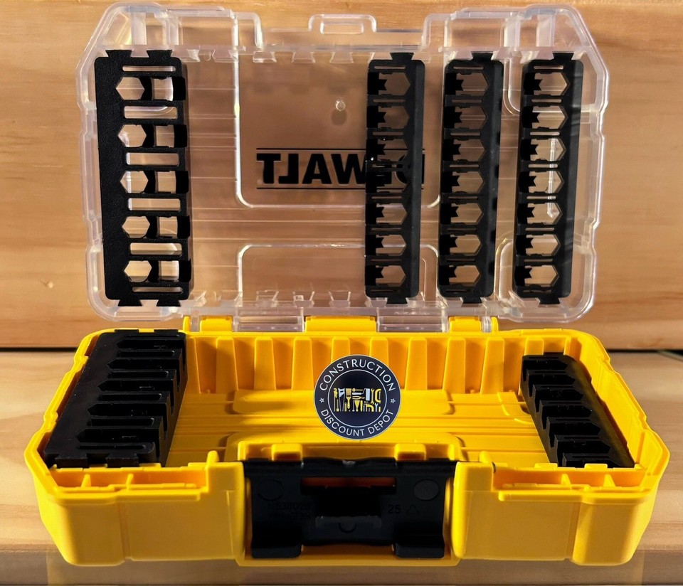 2 each Dewalt ToughCase Clear Top/Yellow bottom Storage Case w/bit ...