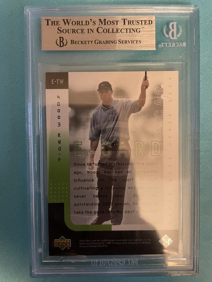 2001 Upper Deck Golf E-Card #E-TW Tiger Woods RC Rookie BGS 9 MINT | eBay