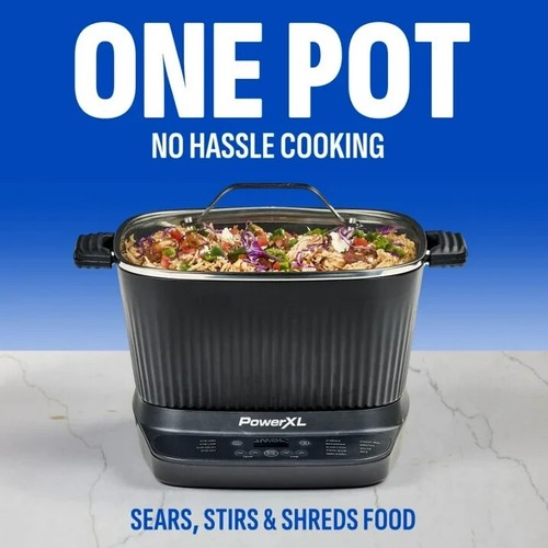 PowerXL StirMax 7.5 Qt Multi-Cooker 360° Auto Stir/Shred Paddle 9 ...