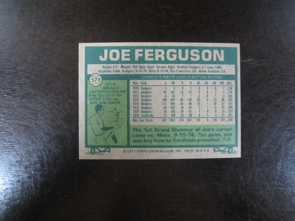 1977 Topps # 573 Joe Ferguson Card St Louis Cardinals | eBay