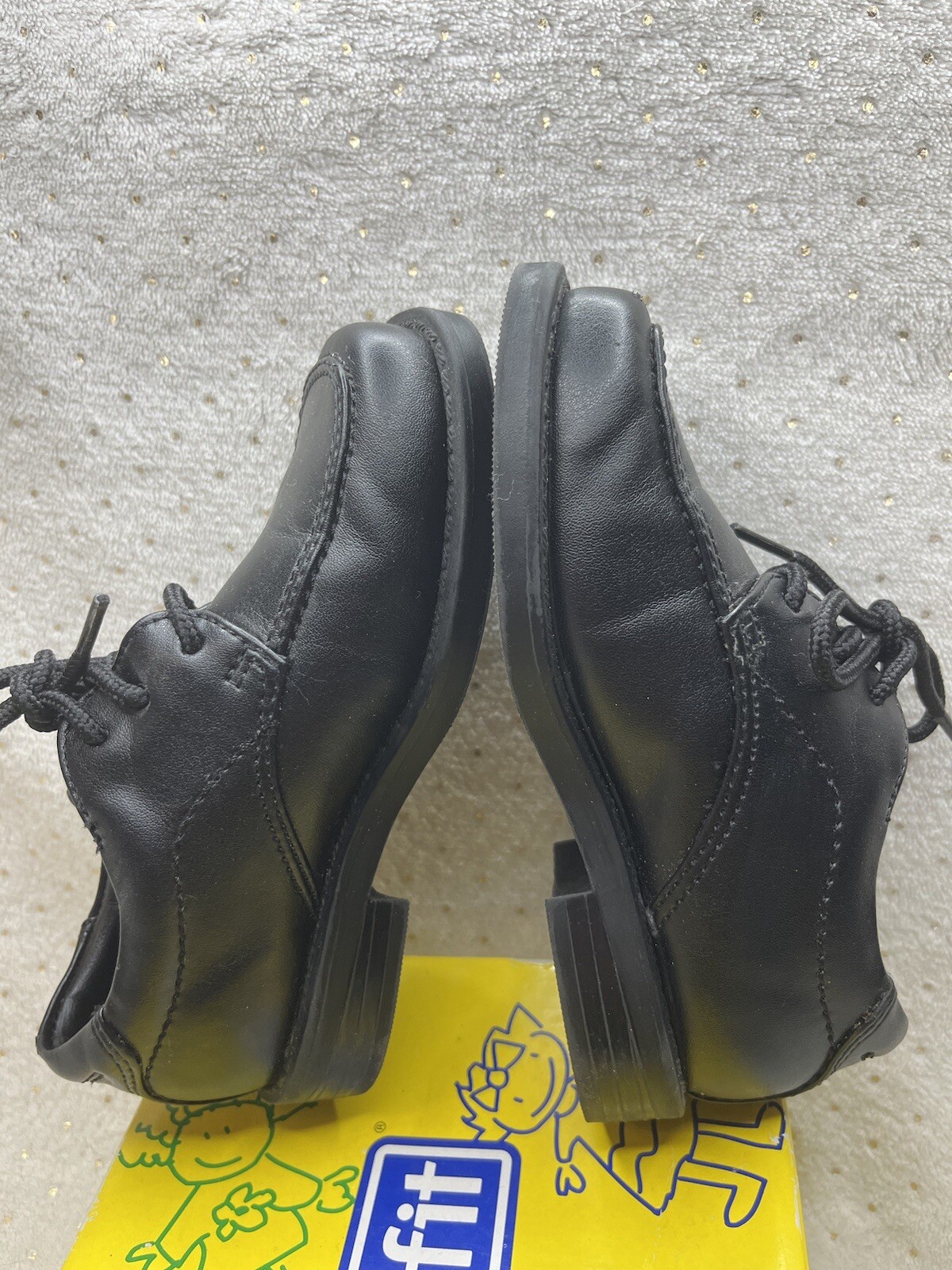 Boy's Smartfit Black Habille Lace Up Faux Leather Dress Moc Shoes 45612 ...