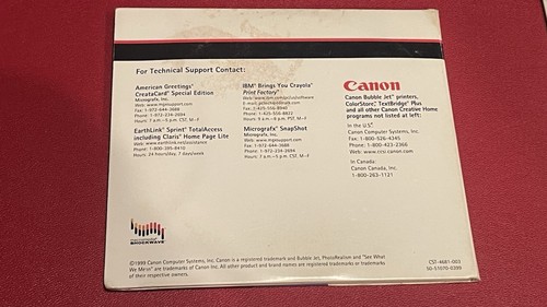 Canon Creative Home CD Printer Setup version 4.22h Cards Crafts Iron ...