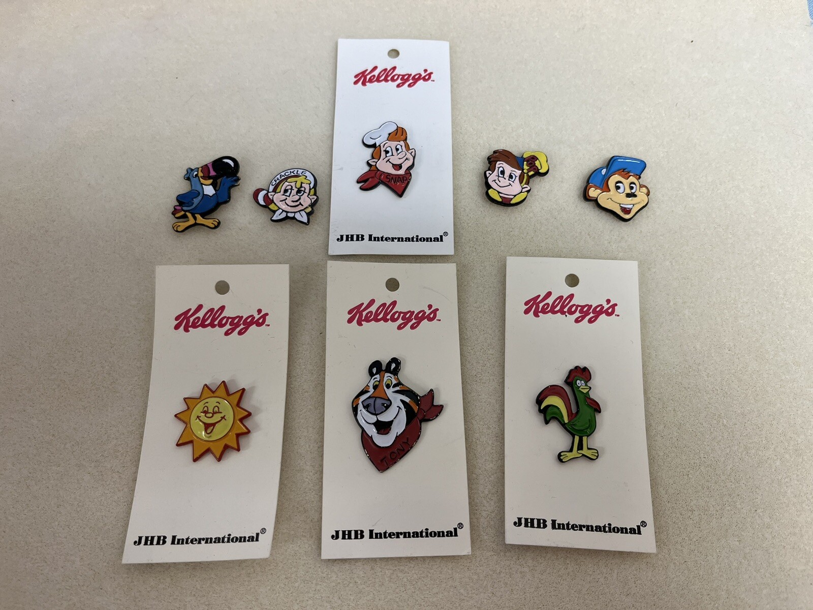 JHB Kellogg's Mascot Buttons Hand Painted Aluminum Advertising All 'BM ...