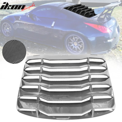 Fits 03-08 Nissan 350Z Carbon Fiber Print Rear Window Louvers IKON ...