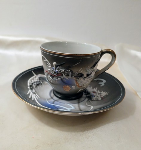 Tea Cup & Saucer Lithophane Geisha Demitasse Moriage Dragonware Vintage ...